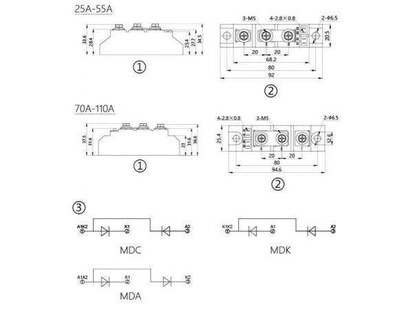 25A-110A Rectifier Diode Module | Power Semiconductor Module ...